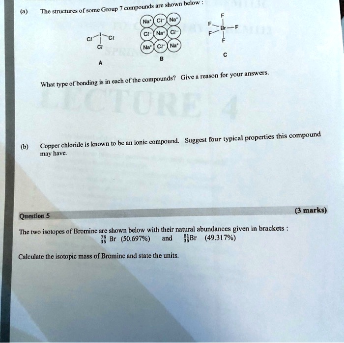 SOLVED: Compounds are shown below. The structures of some Group compounds. Give reasons for your ...