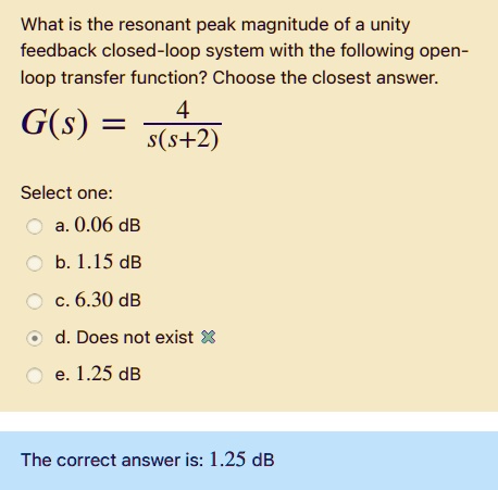 SOLVED: What is the resonant peak magnitude of a unity feedback closed-loop system with the ...