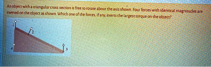 SOLVED: An object with a triangular cross-section is free to rotate ...