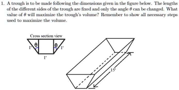 1. A trough is to be made following the dimensions given in the figure ...