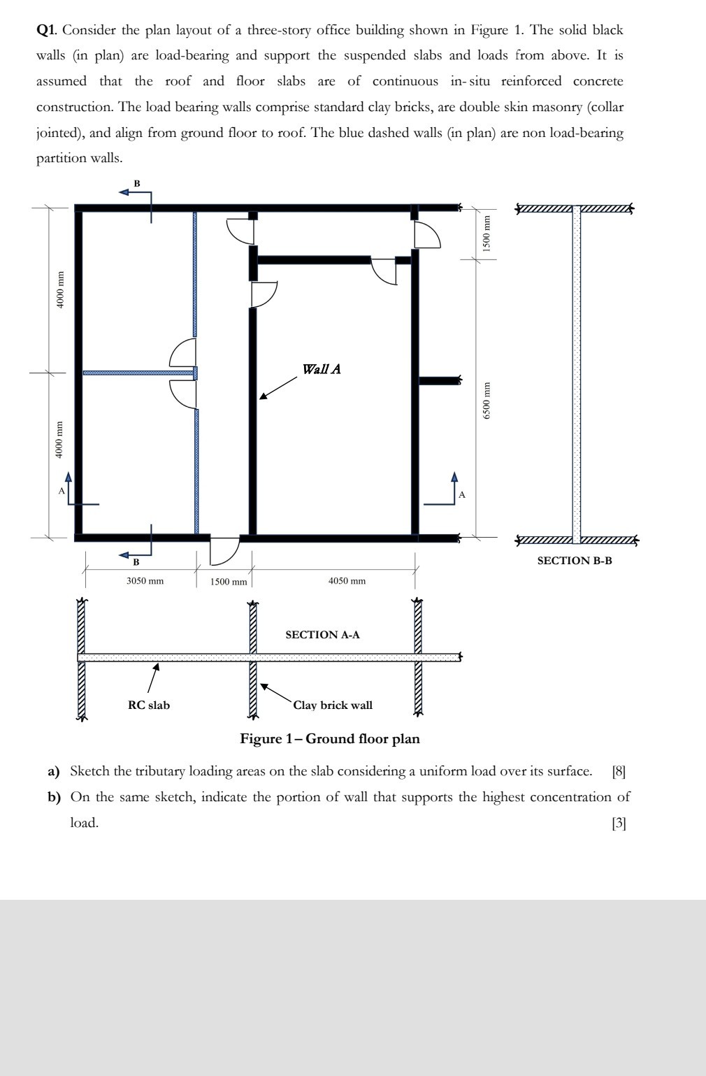 q1 consider the plan layout of a three story office building shown in ...