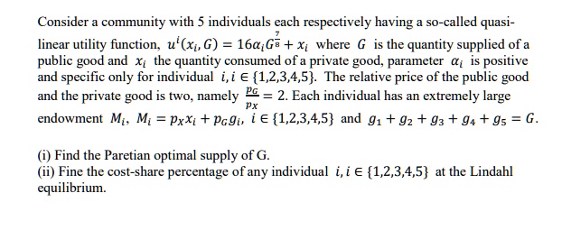 Consider a community with 5 individuals each respectively having a so ...