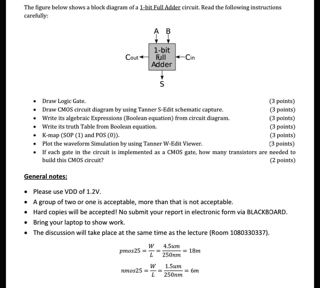 1 Bit Full Adder Circuit Diagram