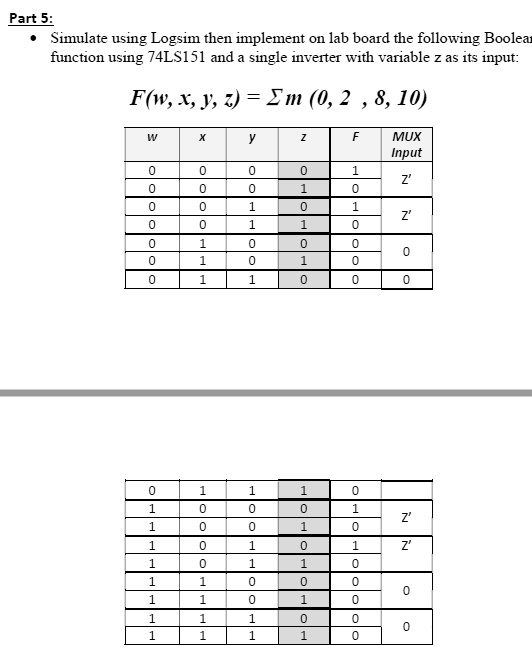 Solved Part 5 Simulate Using Logsim Then Implement On Lab Board The Following Boolean Function 2361