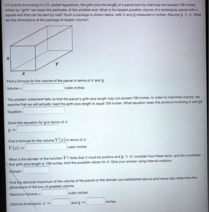 12 points according to u 5 postal regulations the girth plus the length ...