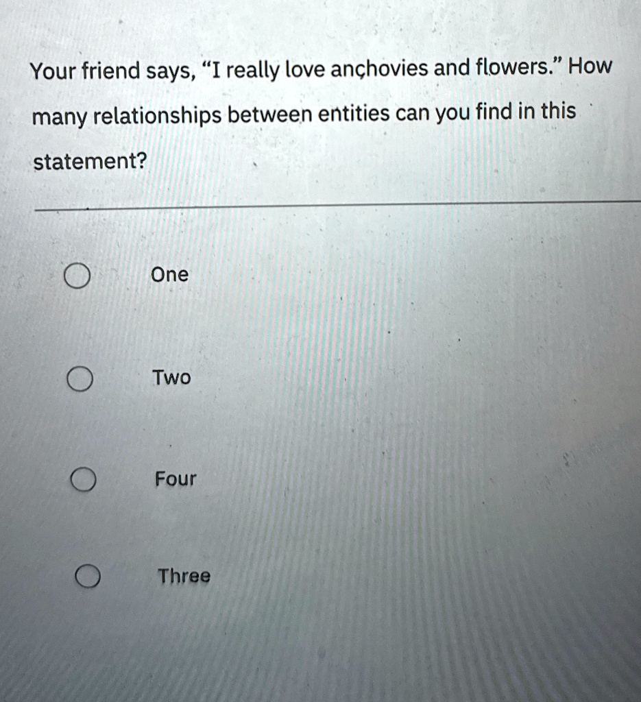 your friend says i really love anchovies and flowers how many ...