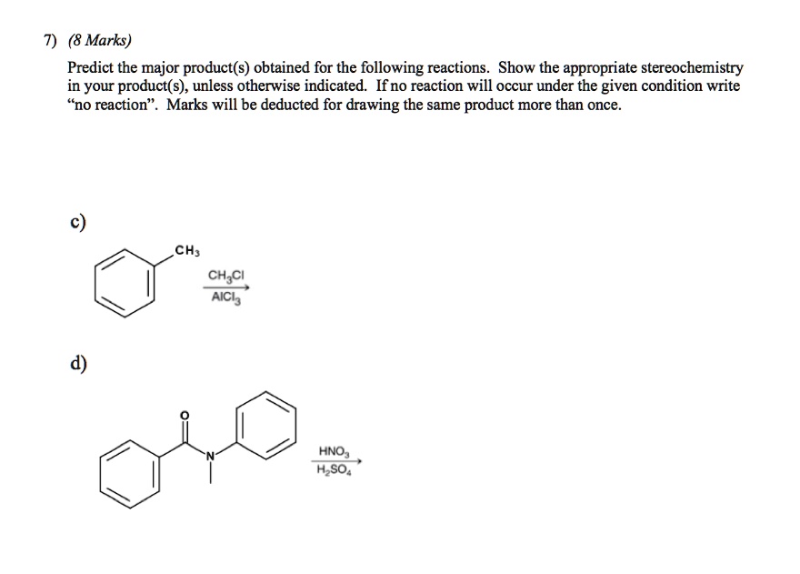 SOLVED:Marks) Predict the major product(s) obtained for the following ...