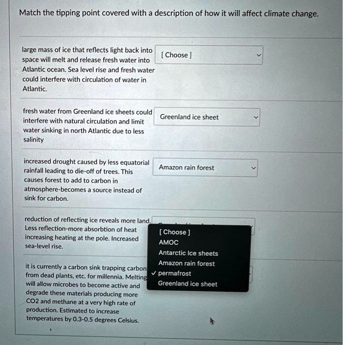 Match the tipping point covered with a description of how it will ...