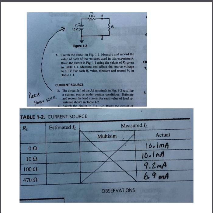SOLVED: Figure 1-2 2. Sketch the circuit in Fig. 1-1. Measure and ...
