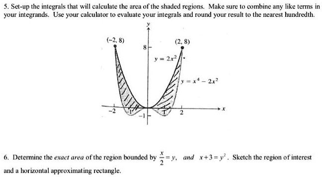 SOLVED: Set up the integrals that will calculate the area of the shaded ...