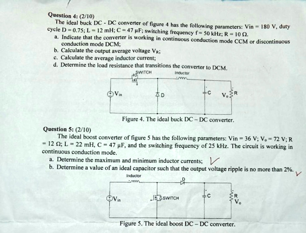 Solved Texts Question 4 2 10 Conduction Mode Dcm B Calculate