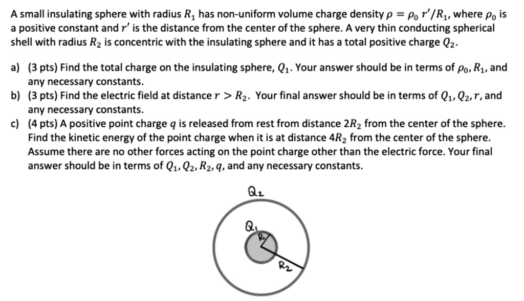 a small insulating sphere with radius r has non uniform volume charge density p po r r where po ...