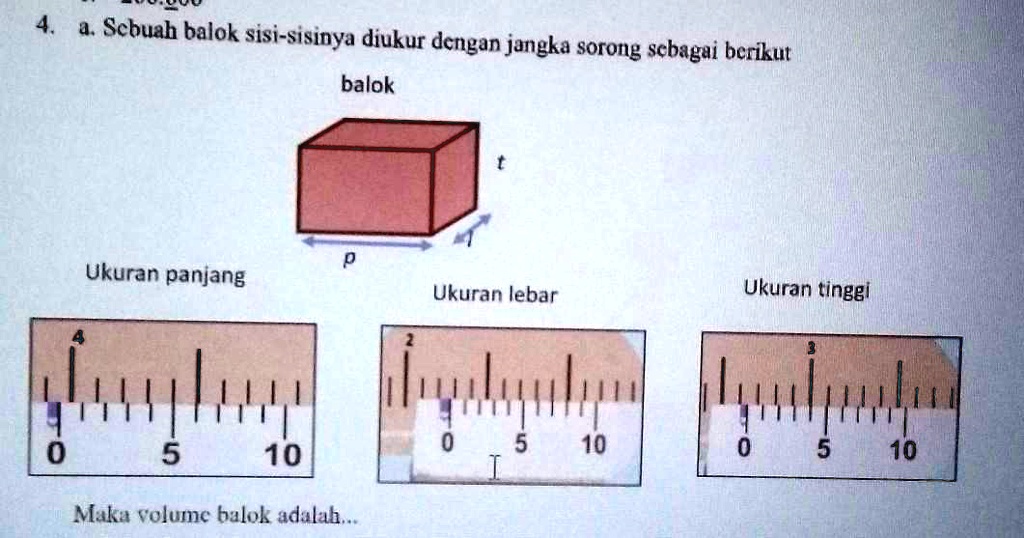 SOLVED: dit: volume balok?bantu jawab dong Scbuah balok sisi-sisinya ... SOLVED: dit: volume balok?bantu jawab dong Scbuah balok sisi-sisinya ...