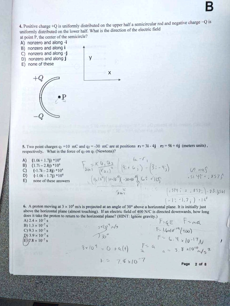 SOLVED:B semicircular rod and negative charge Q is Positive charge +Q is unifonnly distributed ...