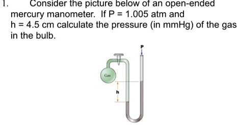 SOLVED: Consider the picture below Of an open-ended mercury manometer ...