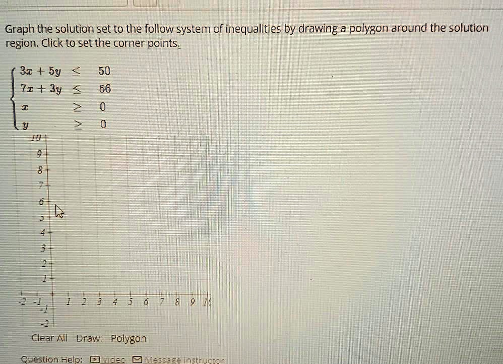 SOLVED: Graph the solution set to the follow system of inequalities by ...