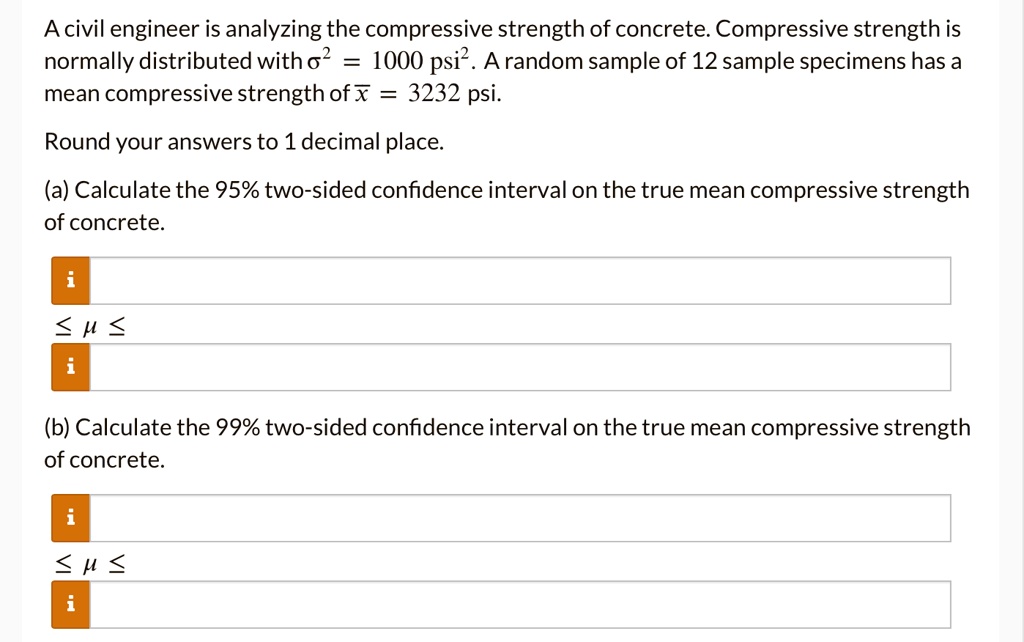a civil engineer is analyzing the compressive strength of concrete ...