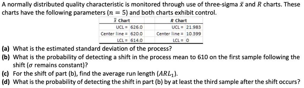 SOLVED: A normally distributed quality characteristic is monitored through use of three-sigma X ...