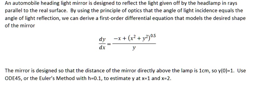SOLVED: Please solve this using only Matlab. An automobile headlight ...