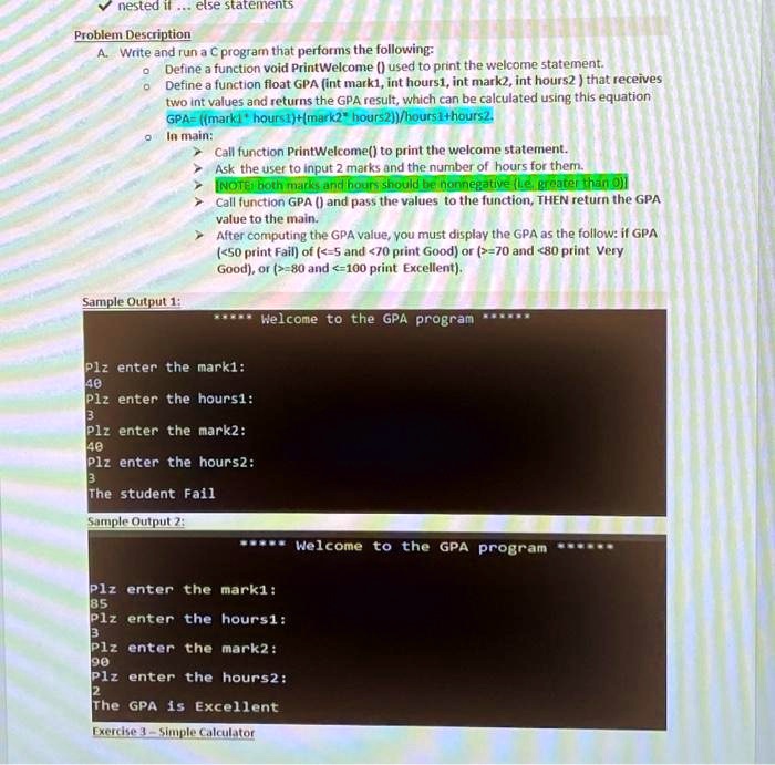 Solved Texts Nested If Else Statements Problem Description A Write And Run A C Program