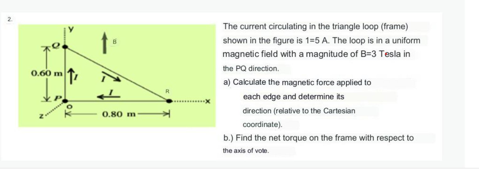 Solved 2 The Current Circulating In The Triangle Loop Frame Shown