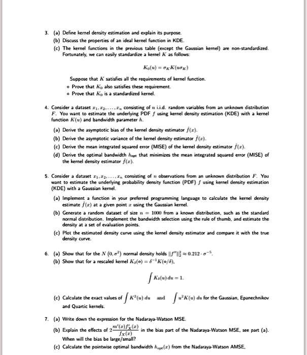 texts 3a define kernel density estimation and explain its purpose b ...