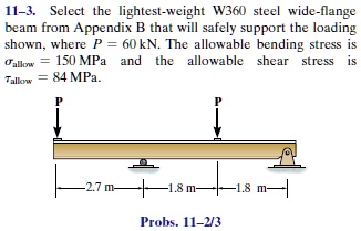 11-3. Select the lightest-weight W360 steel wide-flange beam from ...
