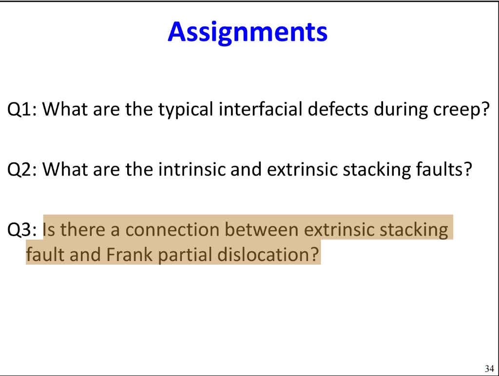 SOLVED: Assignments Q1: What are the typical interfacial defects during ...