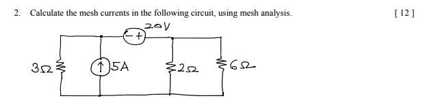SOLVED: Calculate the mesh currents in the following circuit, using ... SOLVED: Calculate the mesh currents in the following circuit, using ...