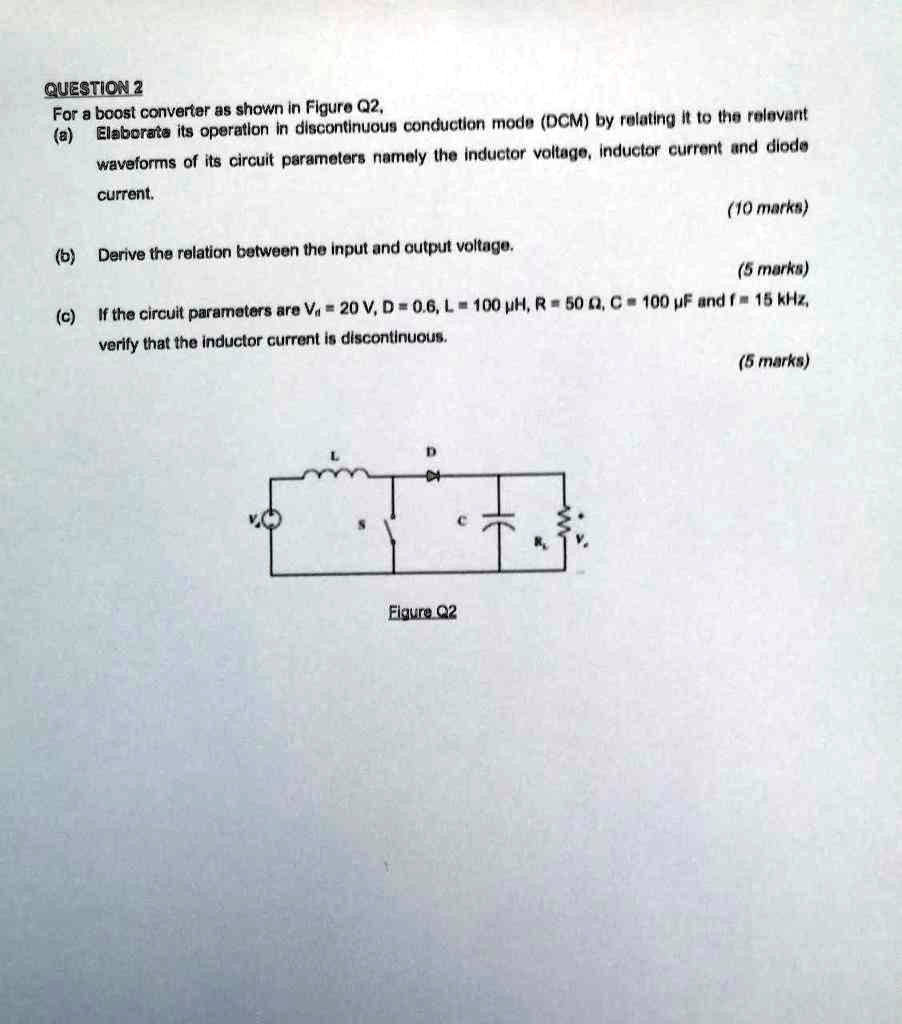 Question 2 For A Boost Converter As Shown In Figure Q2 A Elaborate