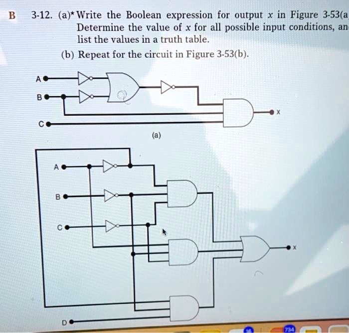 Solved 3 12 A Write The Boolean Expression For Output X In Figure 3 53a Determine The