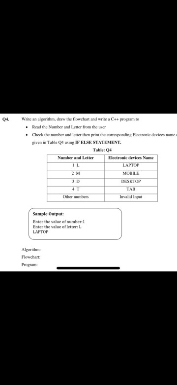 Solved Q4 Write An Algorithm Draw The Flowchart And Write A C 9194