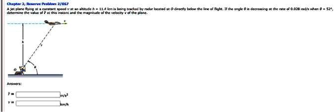 SOLVED: A jet plane flying at a constant speed v at an altitude h = 11. ...