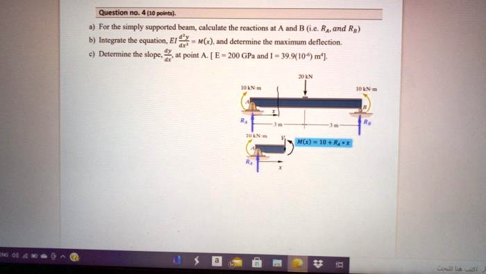 SOLVED: Question no.4 (points): a) For the simply supported beam ...