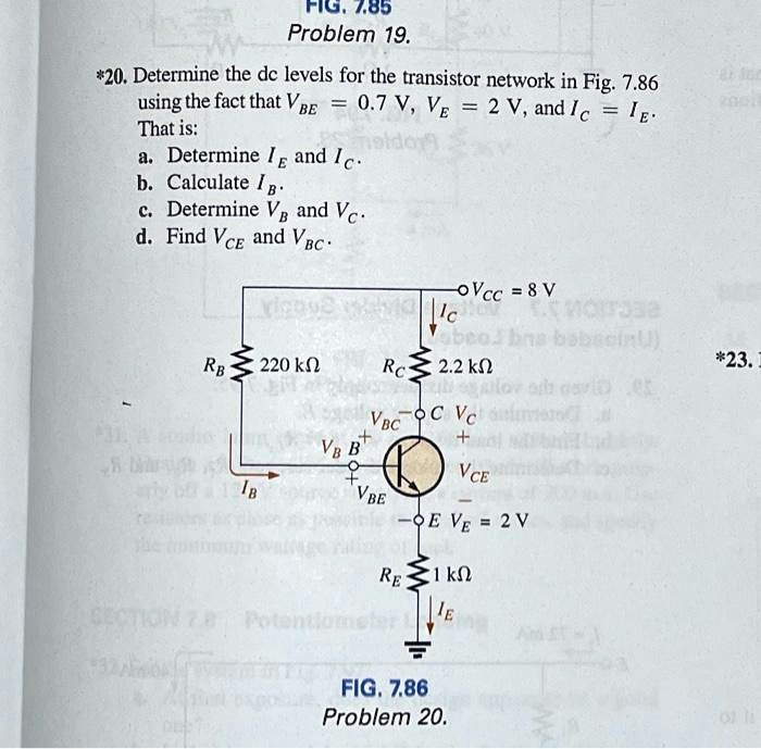 *20. Determine the dc levels for the transistor network in Fig. 7.86 ...