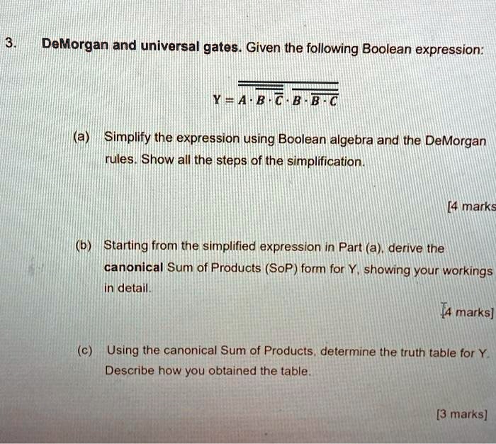 VIDEO solution: DeMorgan and Universal Gates. Given the following ...