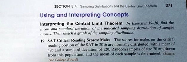 Solved Seciion 5 4 Sampling Distributions And The Central Limit Theofemn 271 Using And