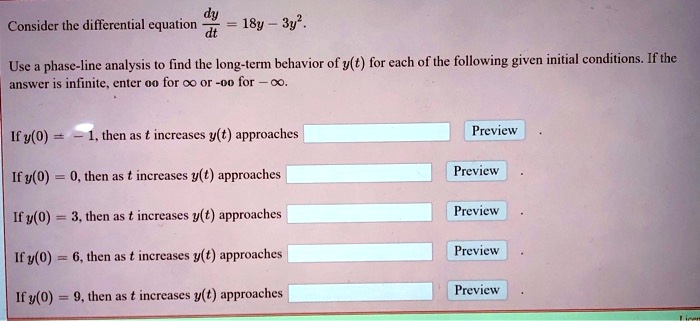 consider the differential equation 18y 3y use phase line analysis t0 ...