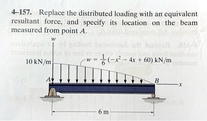 SOLVED: 4157. Replace the distributed loading with an equivalent resultant force, and specify ...