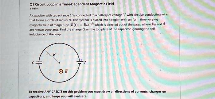 Q1 Circuit Loop in a Time-Dependent Magnetic Field 1 Point A capacitor with capacitance C is ...