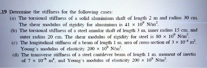 SOLVED: Determine the stiffness for the following cases: a) The ...