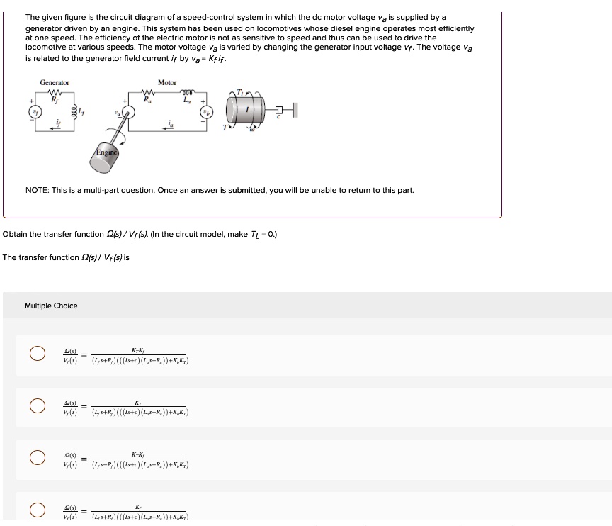 SOLVED: The given figure shows the circuit diagram of a speed control system which supplies the ...