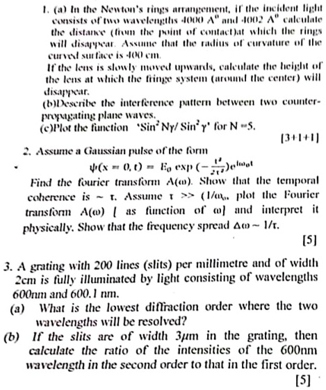 SOLVED: a) In the Newton's rings arrangement, if the incident light ...