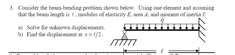 3. Consider the beam-bending problem shown below. Using one element and ...