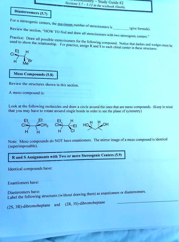 SOLVED: Sections Study Guide #2 5.13 in the textbook (Smith ...