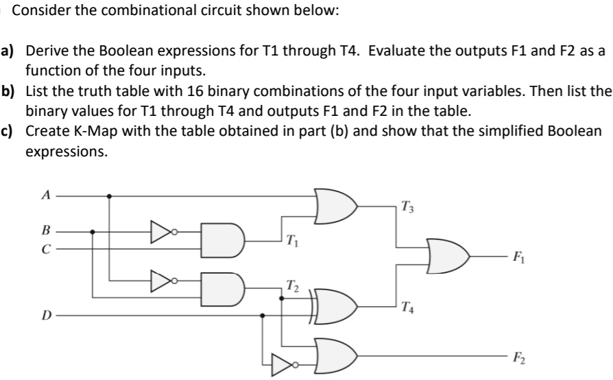 Consider The Combinational Circuit Shown Below A Derive The Boolean Expressions For T1 Through