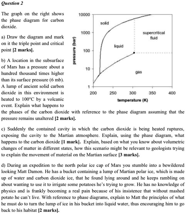 SOLVED: Question 2 The graph on the right shows the phase diagram for ...