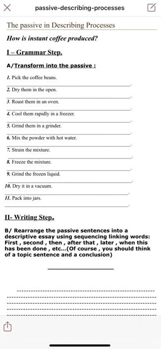 SOLVED: X passive-describing-processes The passive in Describing Processes How is instant coffee ...