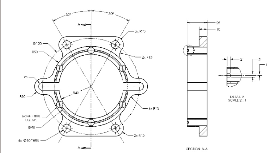 SOLVED: Using the drawing, as shown below, create a 3D model using ...