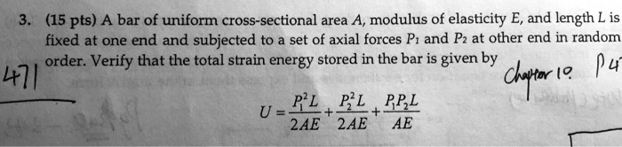 SOLVED: A bar of uniform cross-sectional area A, modulus of elasticity E, and length L is fixed ...
